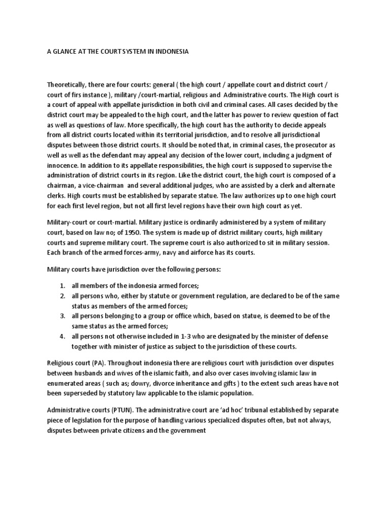 Overview of Indonesia's Court System | PDF | Supreme Courts | Court Martial