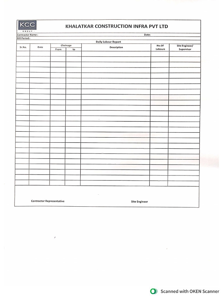 Daily Labour Report Format | PDF