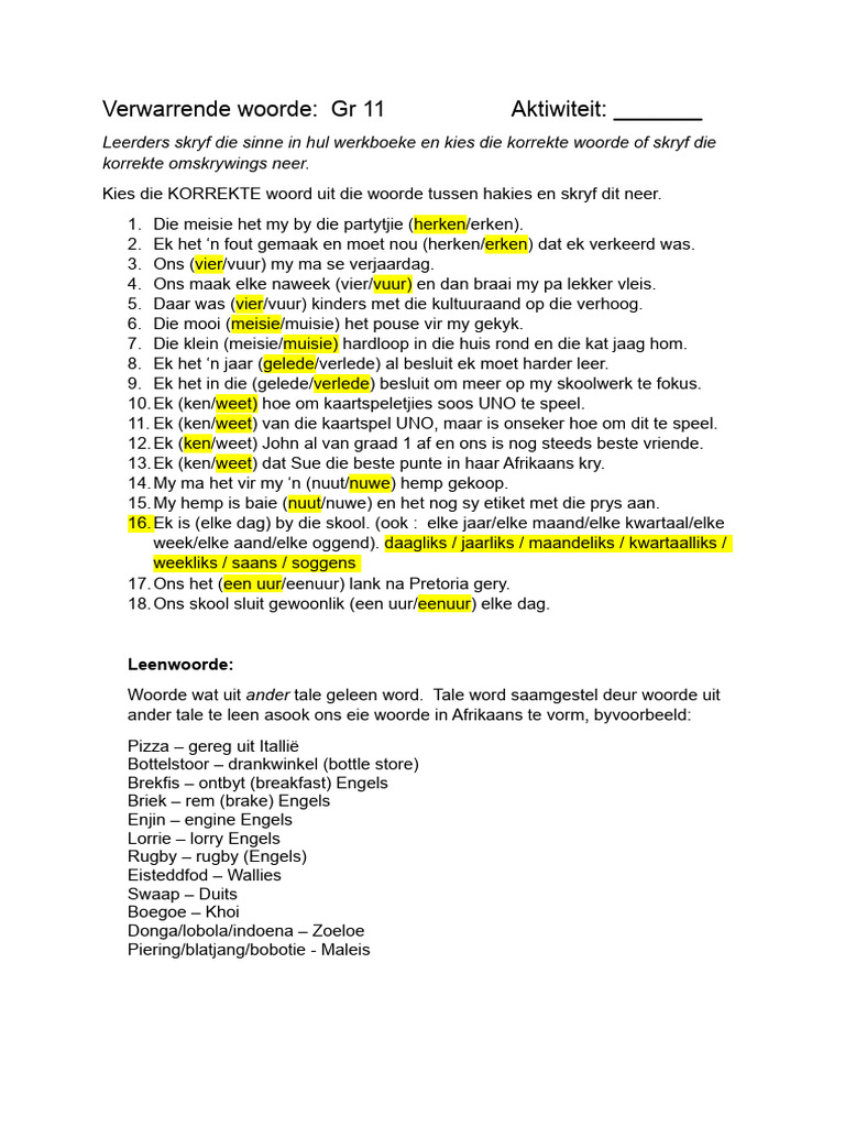 Verwarrende Woorde | PDF