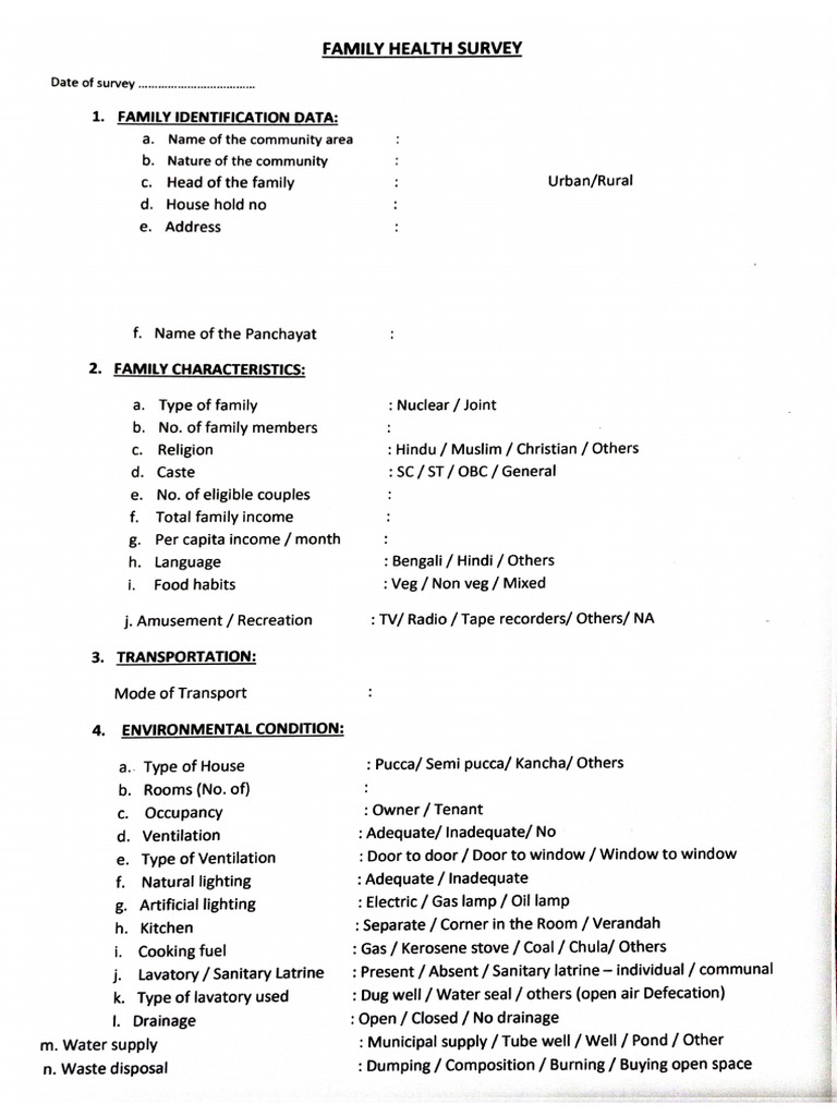 Family Health Survey | PDF