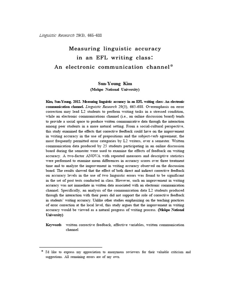 Measuring Linguistic Accuracy in An EFL Writing Class An Electronic ...