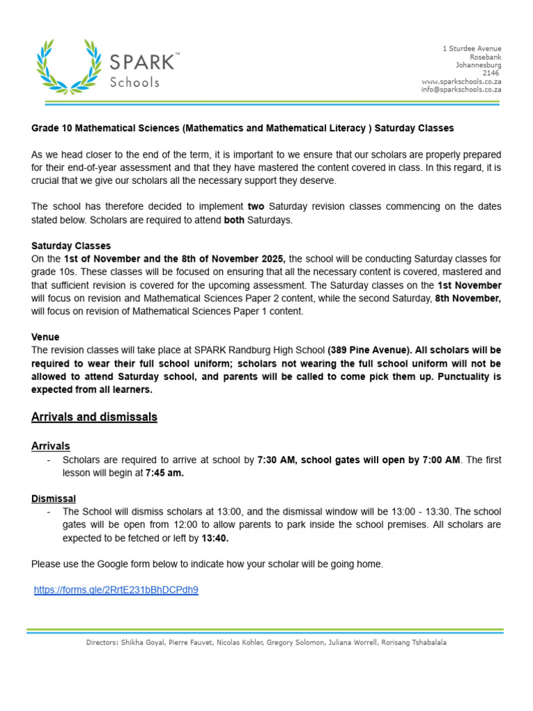 Grade 10 Mathematics Saturday Classes Term 4 2025.Docx | PDF | Mathematics