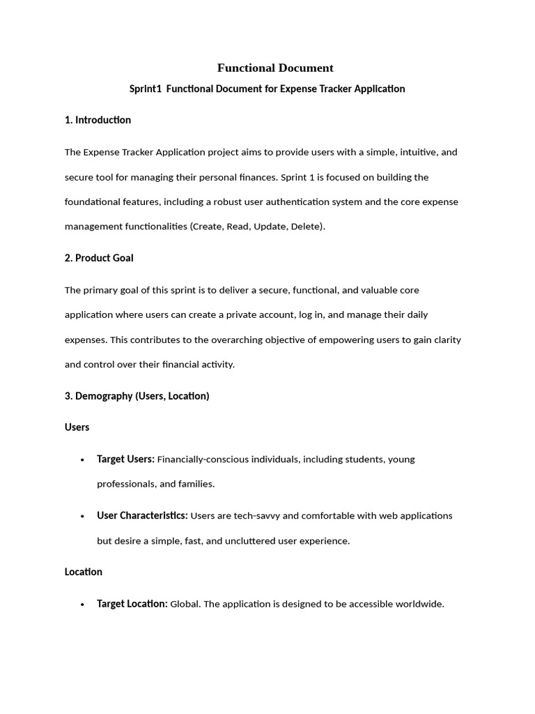 Expense Tracker App Sprint 1 Overview | PDF | Login | User (Computing)