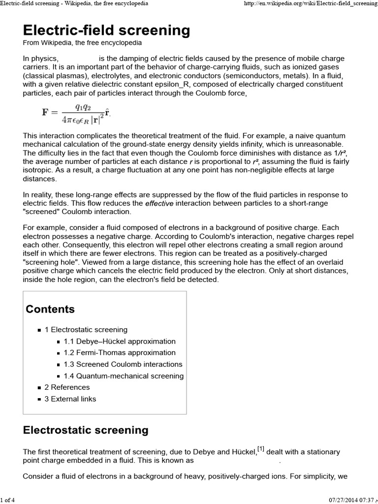 Understanding Electric Field Screening | PDF | Physics | Applied And ...
