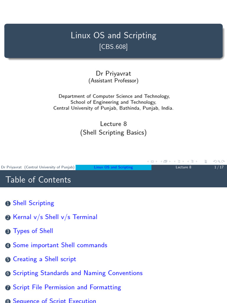 L 8 Shell Scripting Basics | PDF | Shell (Computing) | Command Line ...