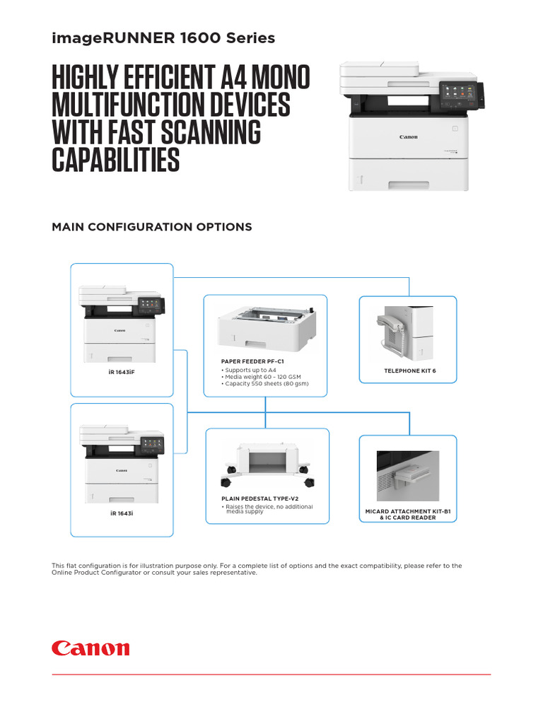 Canon imageRUNNER 1600 Series Overview | PDF | Image Scanner | Fax