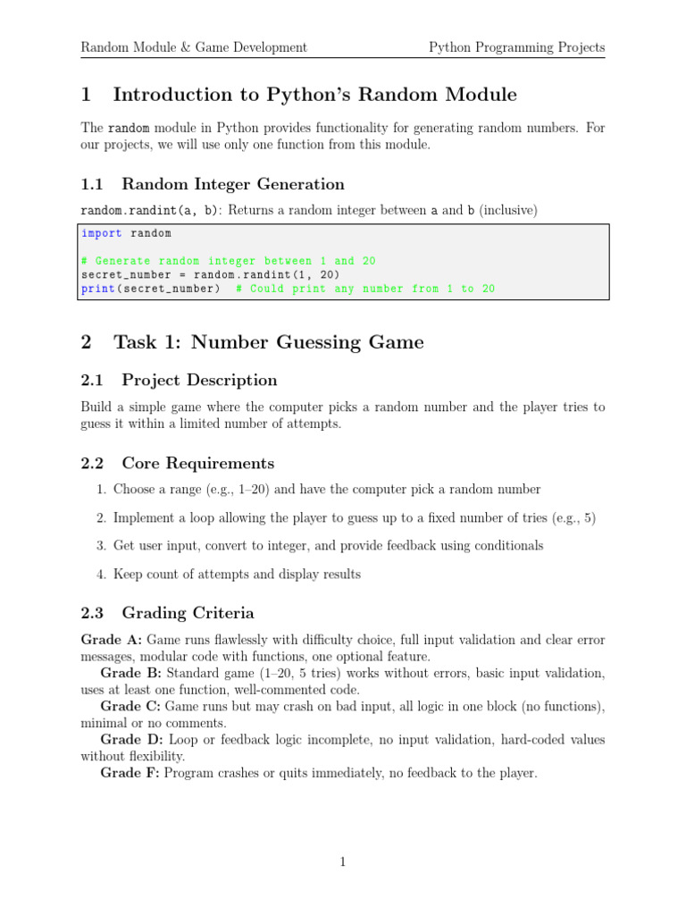 Python Projects Paper | PDF | Python (Programming Language) | Control Flow