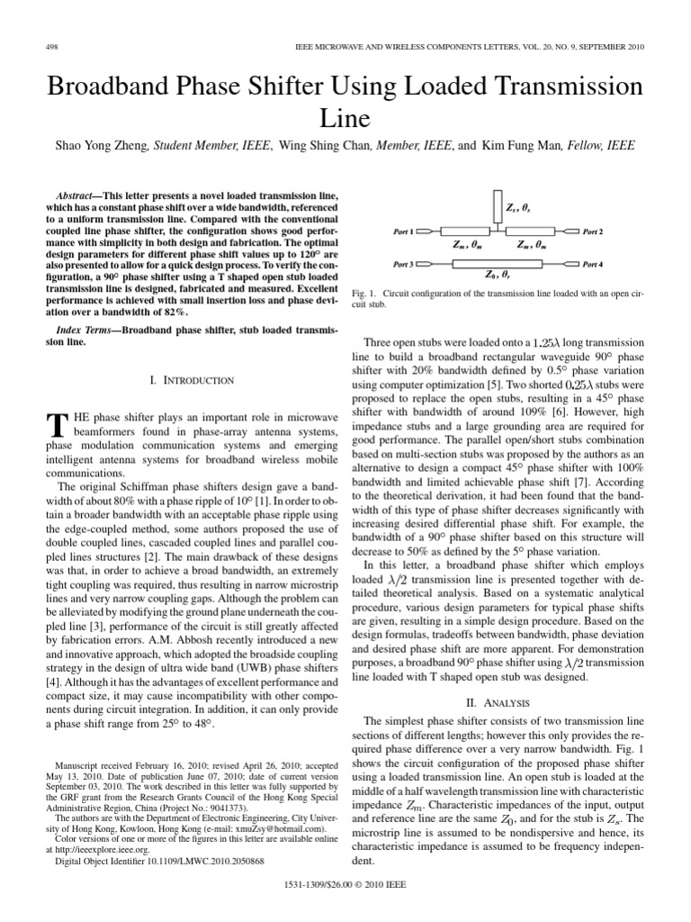 Broadband Phase Shifter Using Loaded Transmission Line | PDF ...