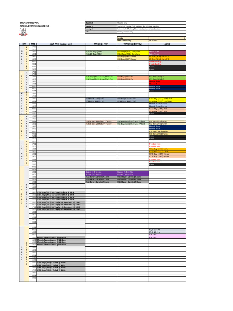 BUFC Pitch Schedule 2025-41 | PDF