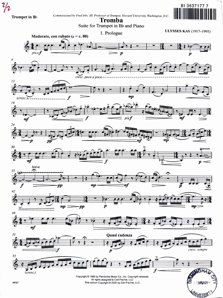 Ulysses Kay - Tromba Suite | PDF | Elements Of Music | Musical Compositions