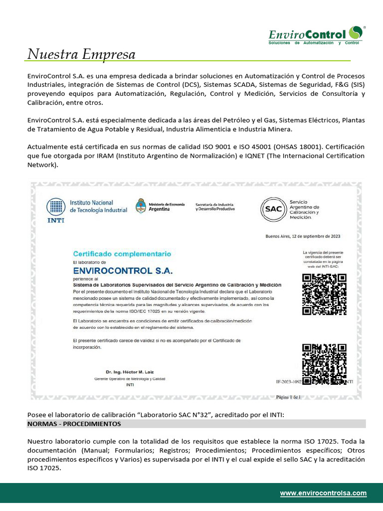 Automatización y Control Industrial en EnviroControl | PDF ...