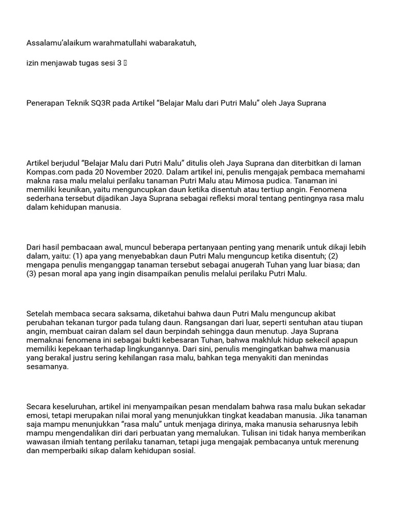 Tugas Sesi 3 Bahasa Indonesia | PDF