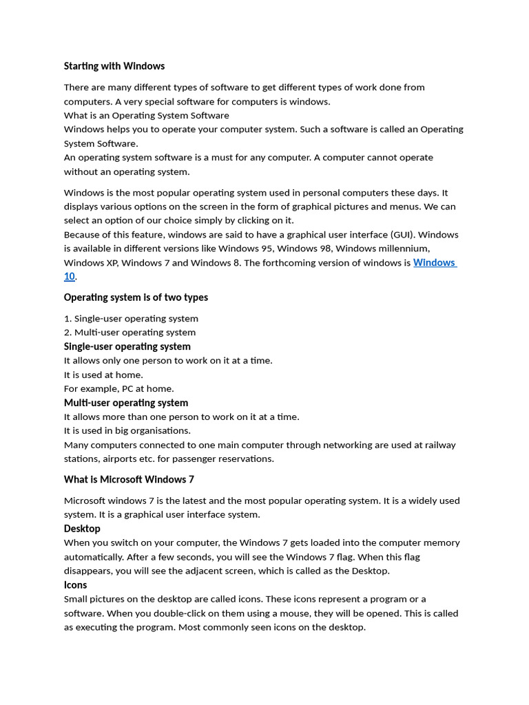 Overview of Windows Operating Systems | PDF | Window (Computing ...