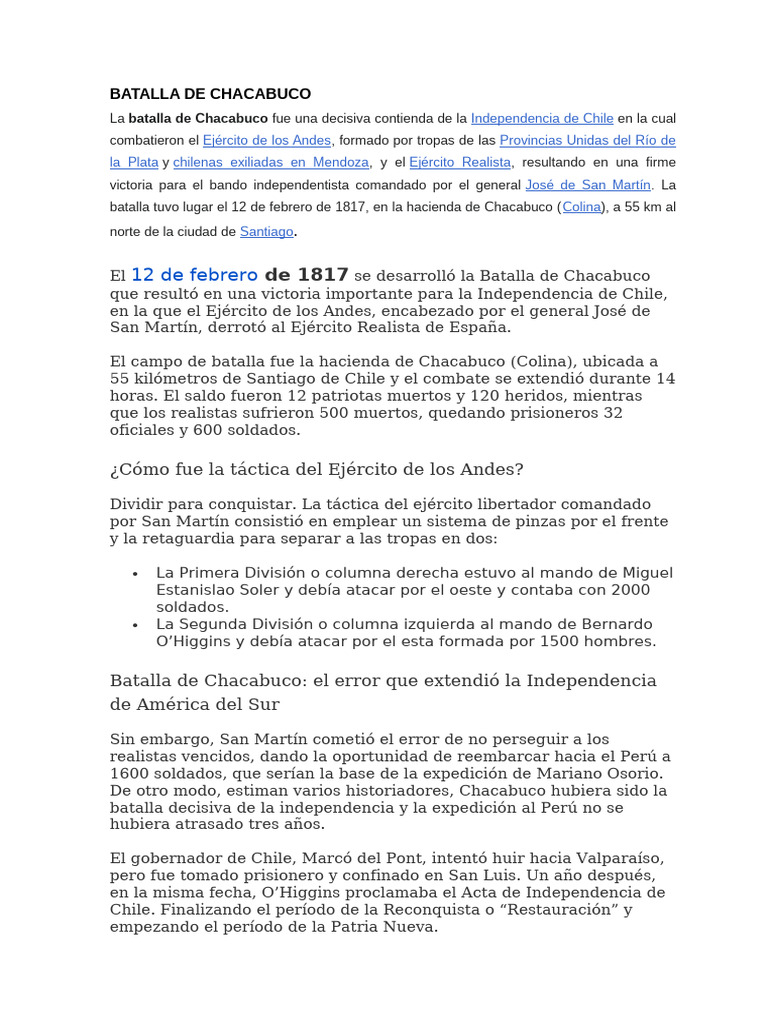 Batalla de Chacabuco | PDF