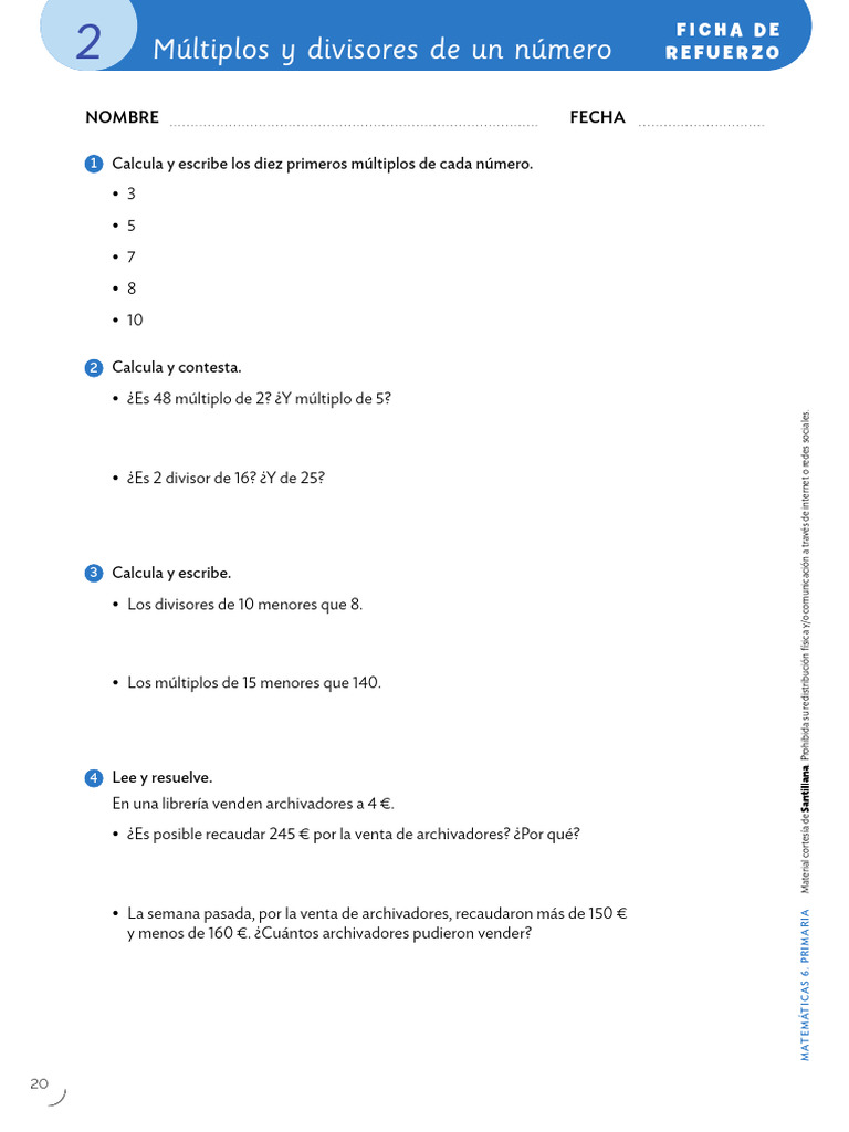6.2 Refuerzo | PDF | Teoría de los números