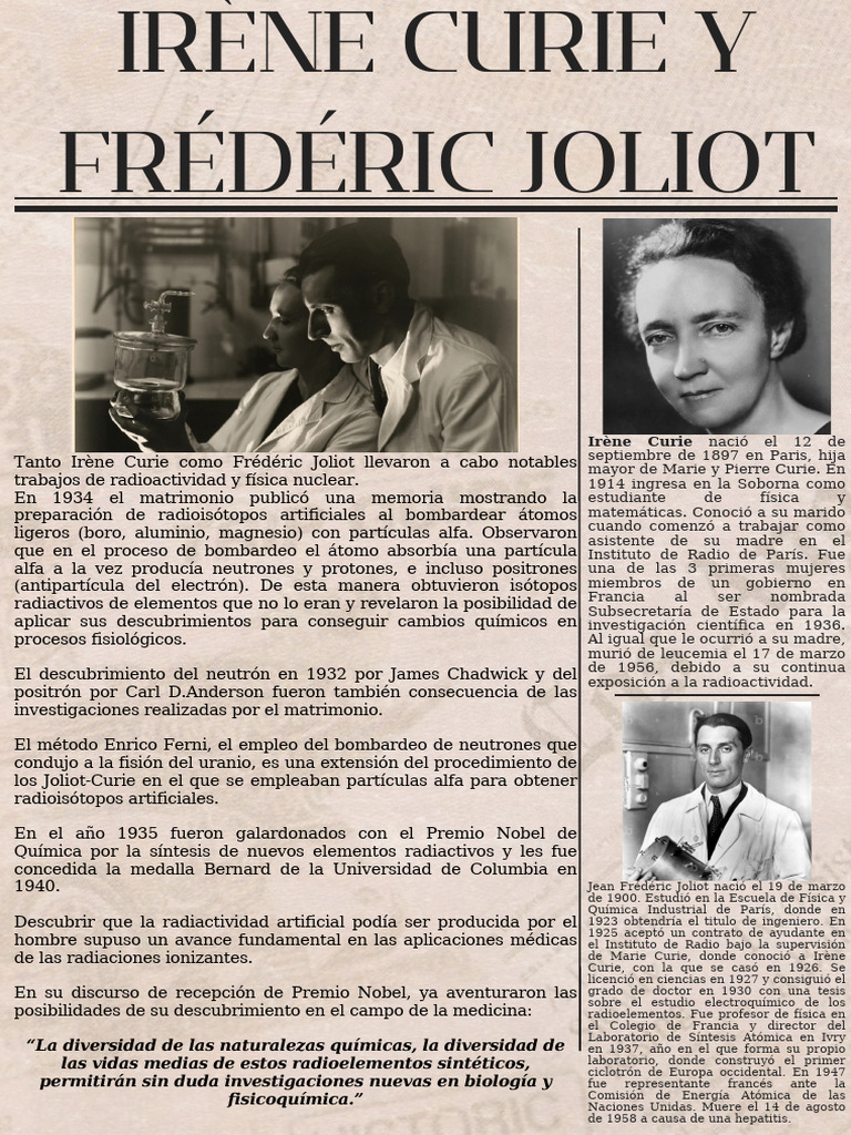 Irene Curie y Frederic Joliot | PDF | Desintegración radioactiva | Neutrón