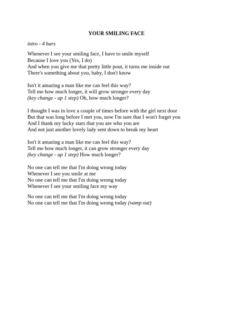 "Your Smiling Face Lyrics Analysis" | PDF