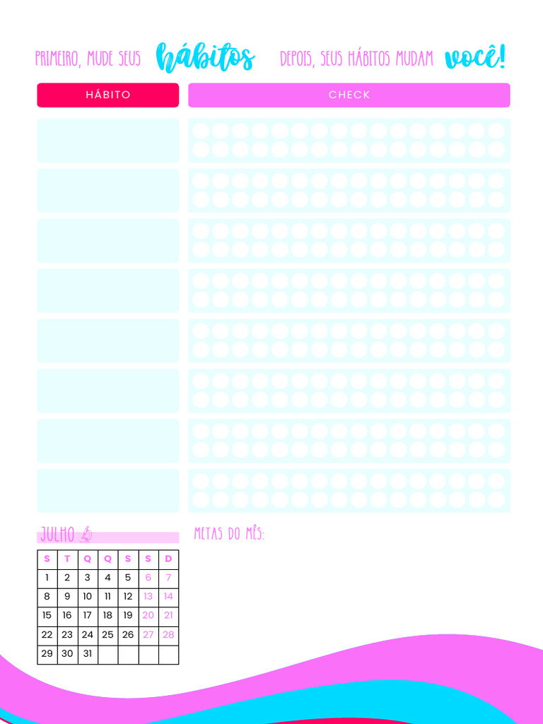 Controle de Hábitos - Julho | PDF