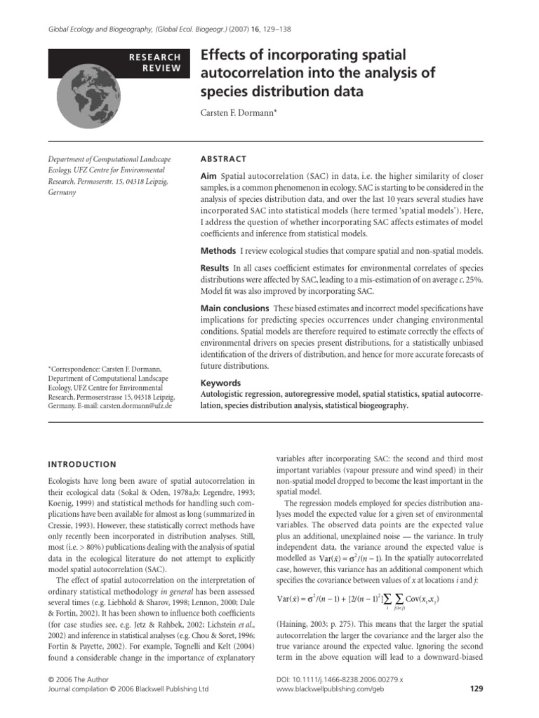 Metrics - Effects of Incorporating Spatial Autocorrelation Into The ...