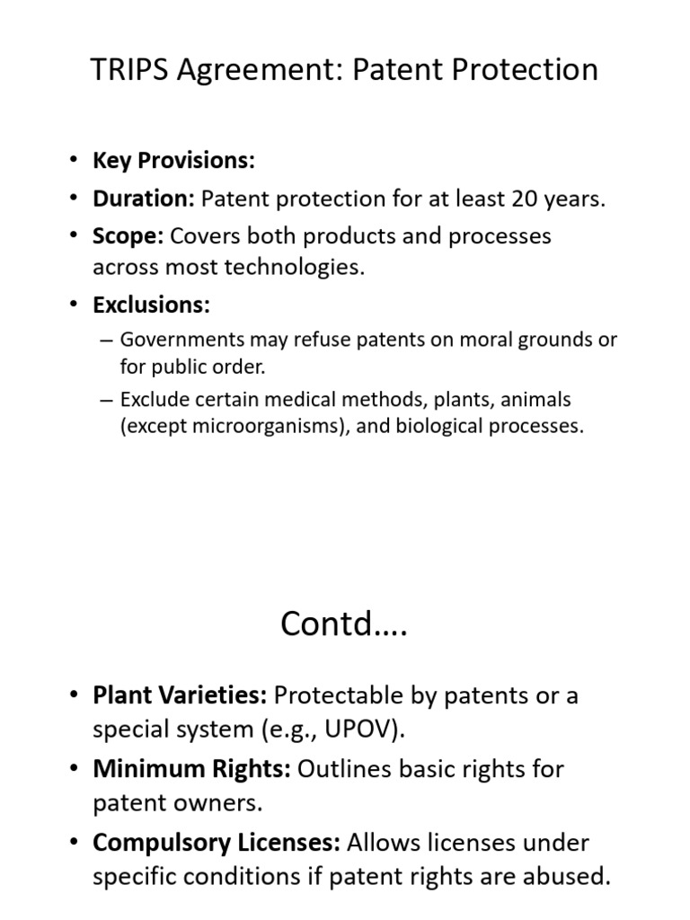 TRIPS Agreement: Patent Protection Overview | PDF | Patent | Patent ...