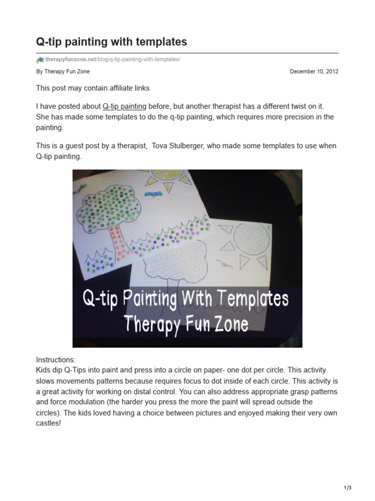 Q-Tip Painting With Templates | PDF