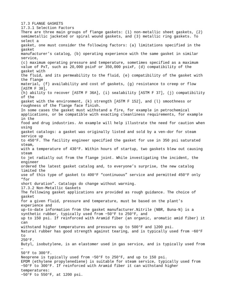 17.3.2 Non-Metallic Gaskets | PDF | Mechanical Engineering | Materials