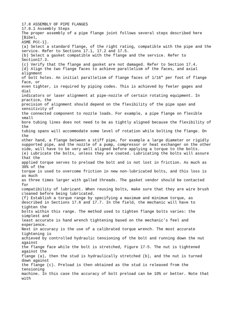 17.8 Assembly of Pipe Flanges | PDF | Pipe (Fluid Conveyance ...