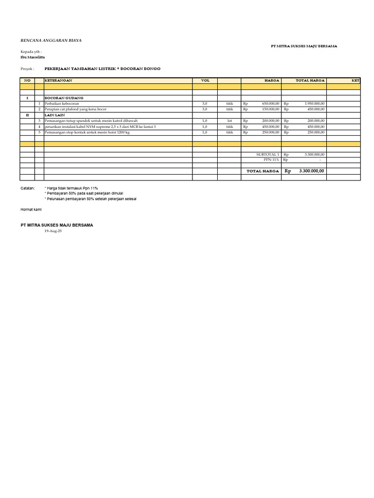 Rab Bongo Pek Tambah Bocor N Listrik Katrol | PDF