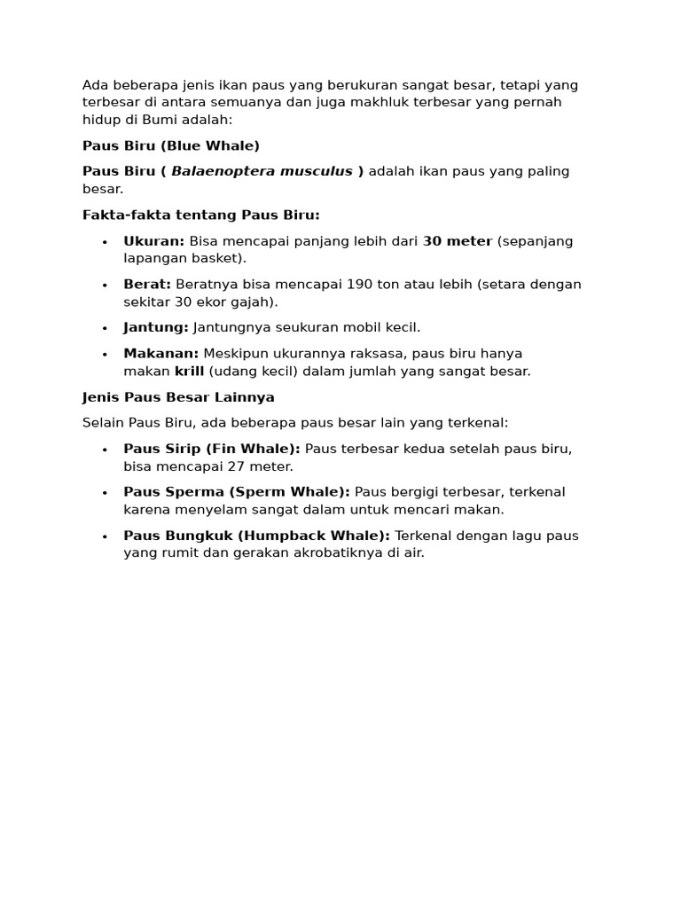 Ikan Paus Yang Besar | PDF