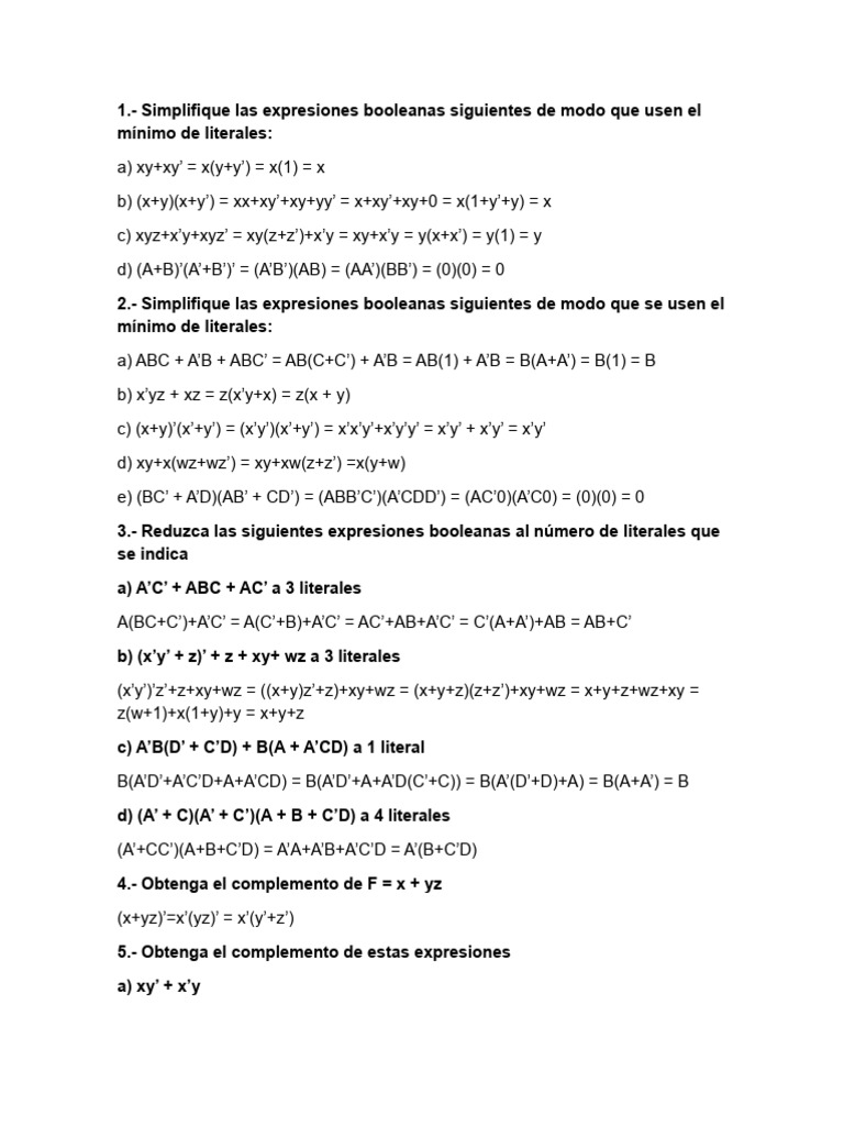 Problemario 3 | PDF | Puerta lógica | Álgebra abstracta