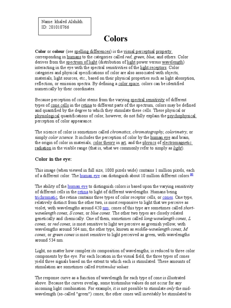 Colors | Download Free PDF | Color | Electromagnetic Radiation