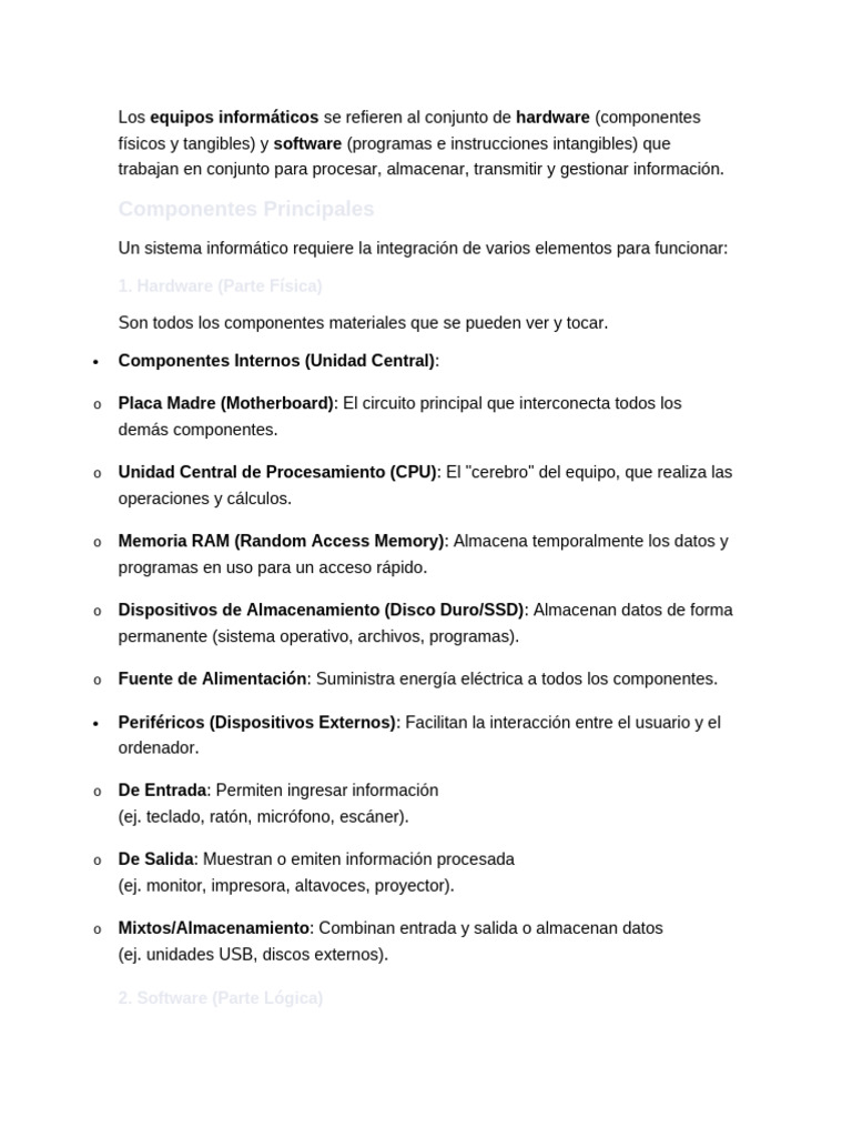 Componentes Esenciales de Equipos Informáticos | PDF | Hardware de la ...