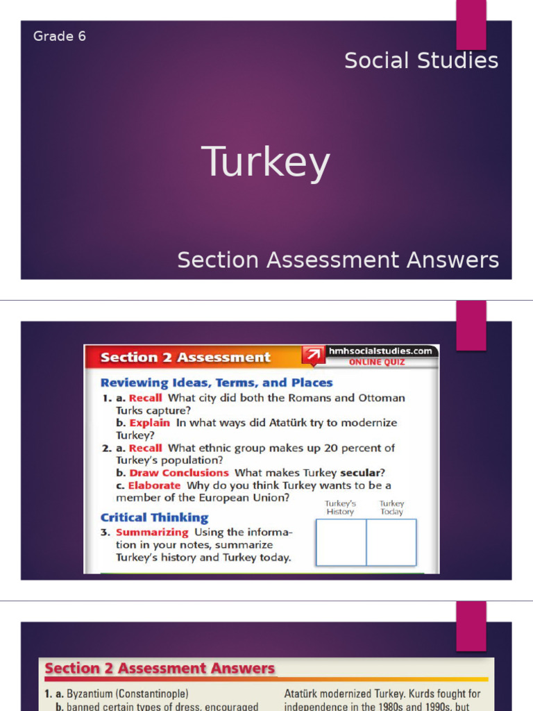 Turkey Section Assessment Answers | PDF