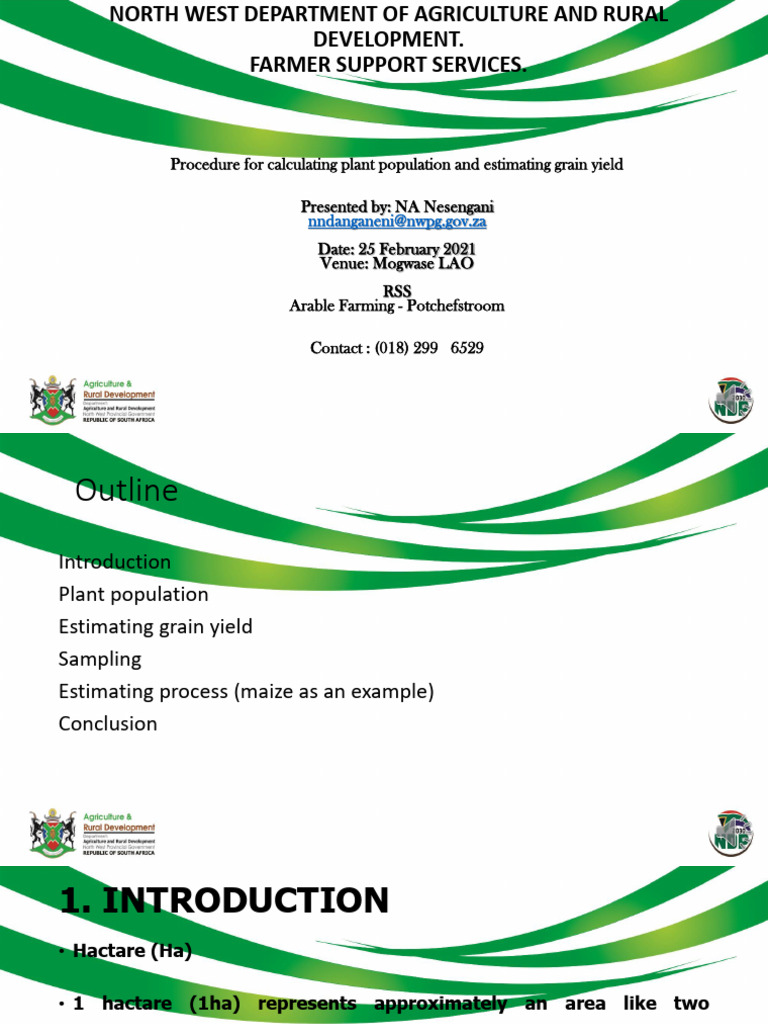 Plant Population & Yield Estimation Guide | PDF | Crop Yield | Maize