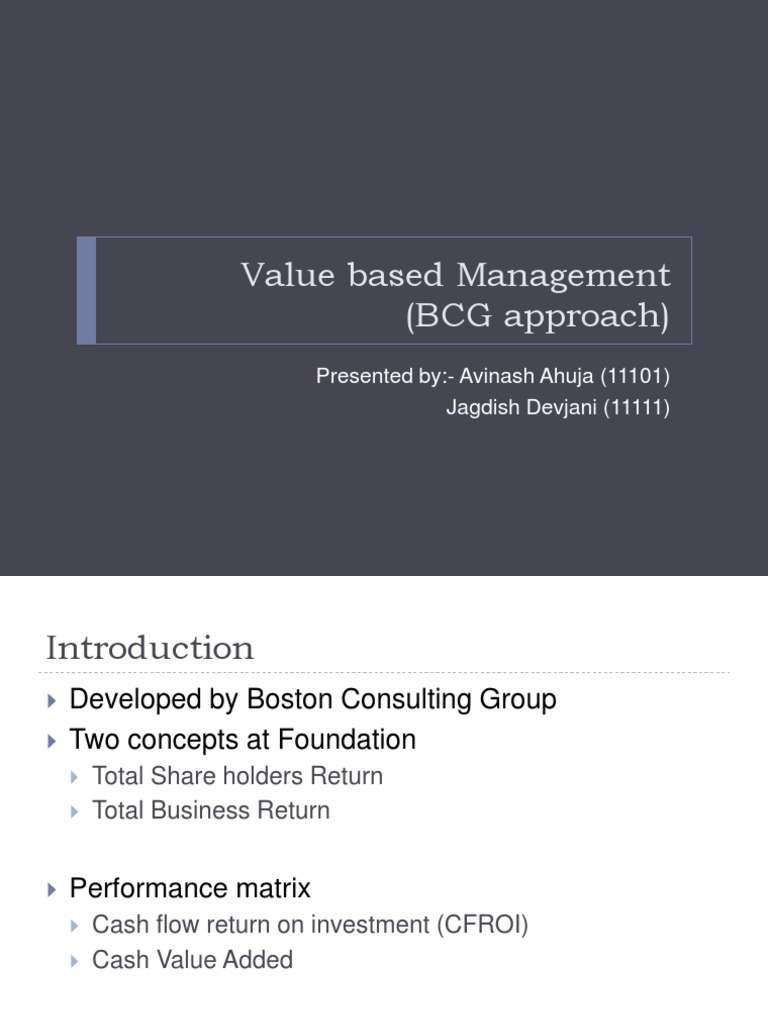 Value Based Management BCG Approach | PDF