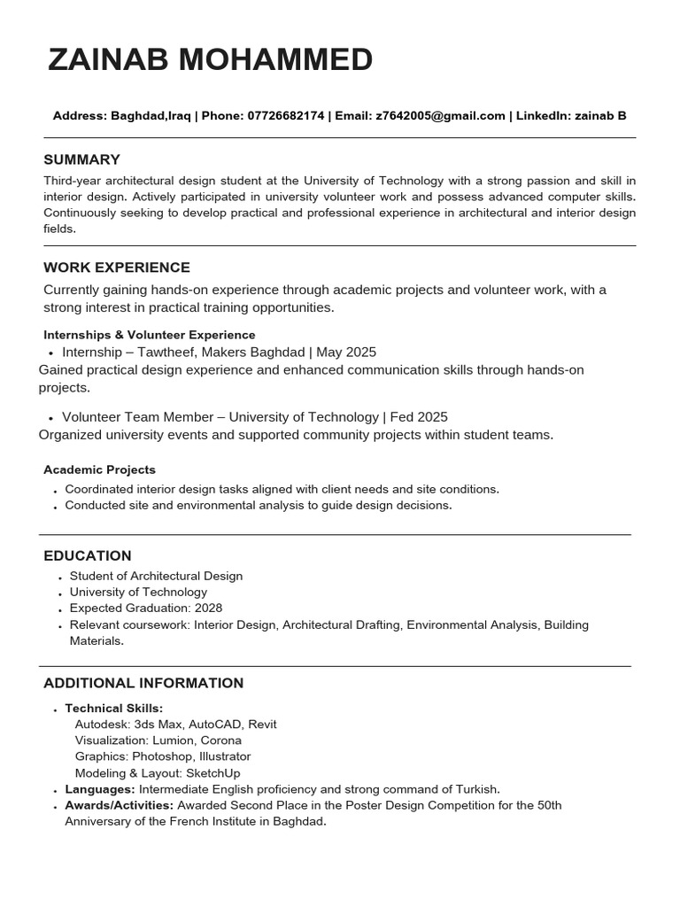 Zainab Mohammed Resume | PDF