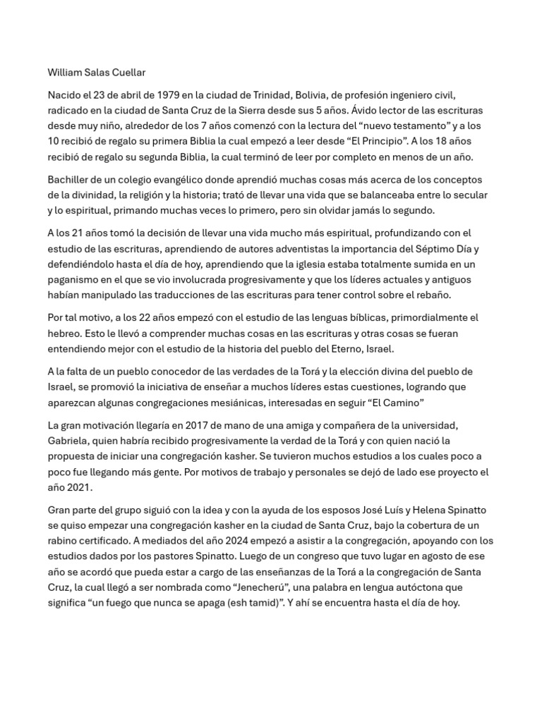 Biografía Breve - William Salas Cuellar | PDF | Biblia | Creencia ...