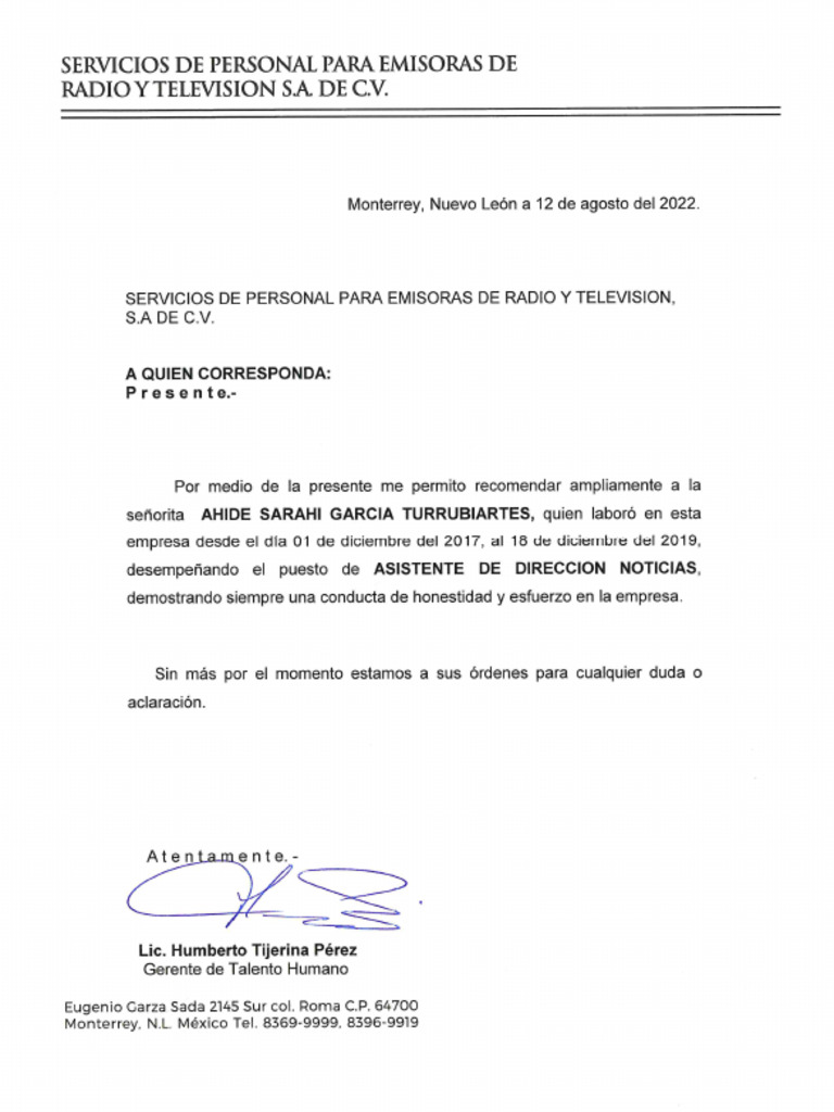 Comparto 'Cartas de Recomendación' Con Usted | PDF