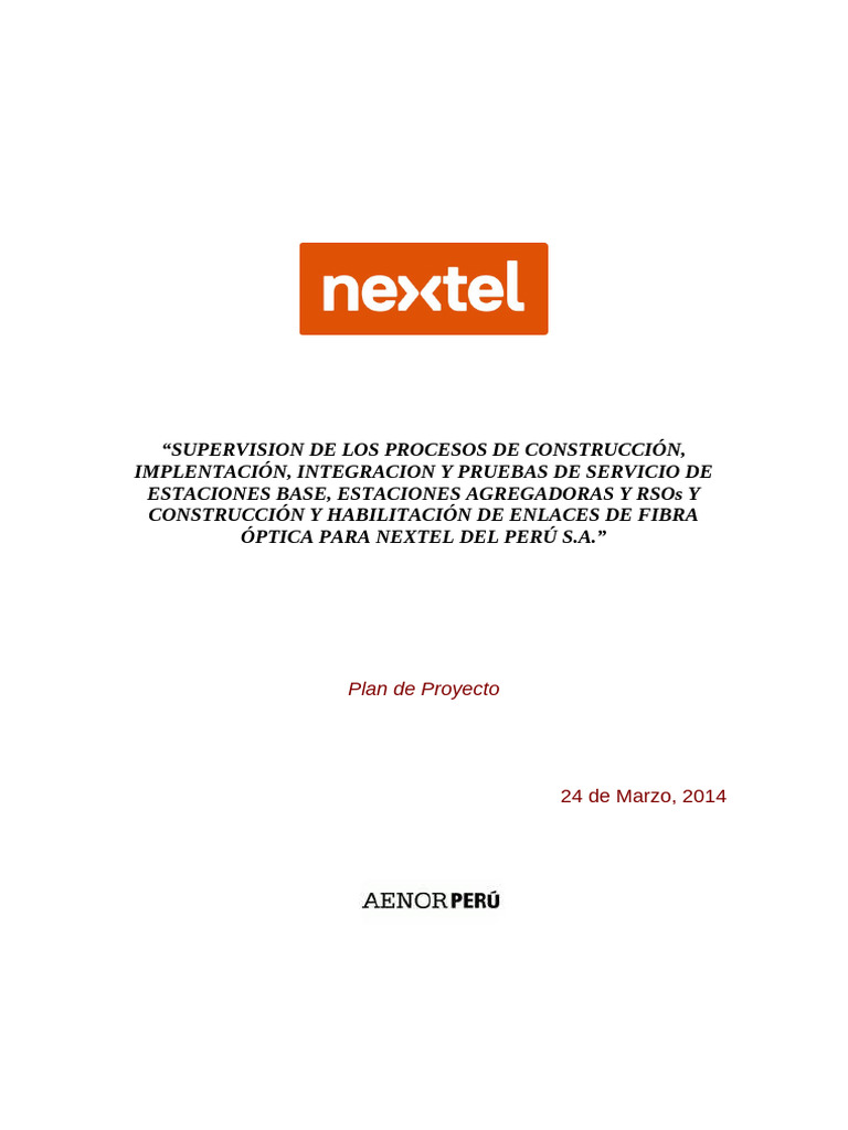 Plan Proyecto NEXTEL 18marzo14 | PDF | Hormigón | Perú