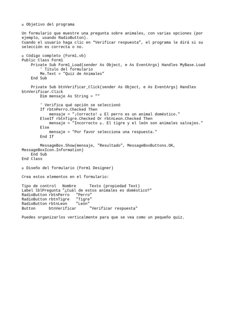 Como Crear Un Formulario de Si o No Con Visual Basic | PDF