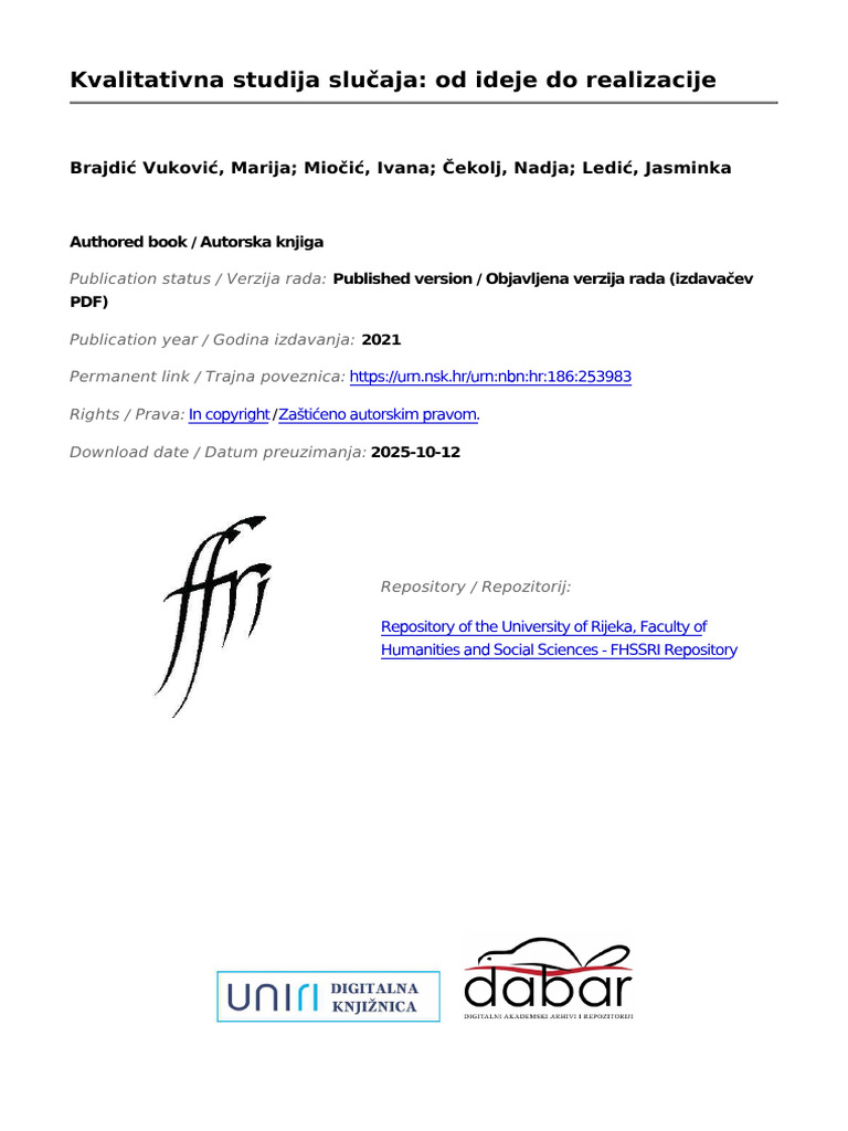 Kvalitativna Studija Slučaja Od Ideje Do Realizacije | PDF