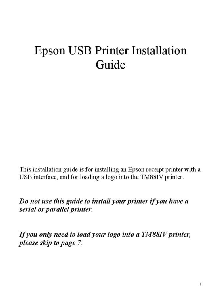 Epson USB Printer Installation V10 | PDF | Printer (Computing) | Installation (Computer Programs)
