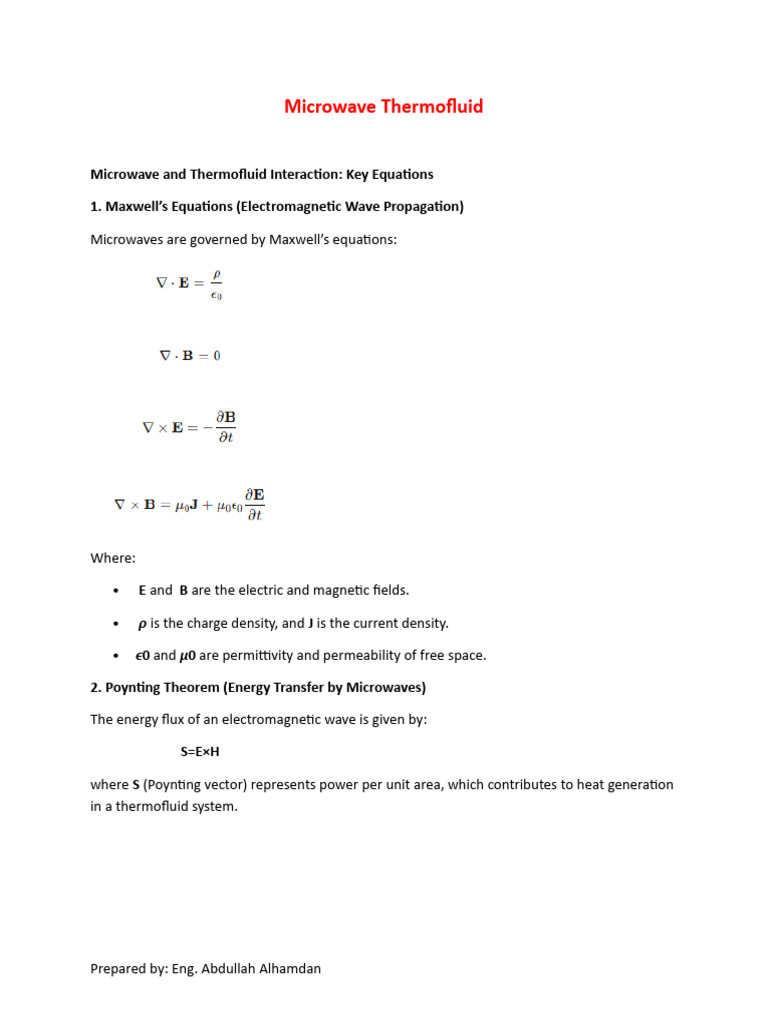 Microwave Thermofluid Equations | PDF | Heat Transfer | Permittivity
