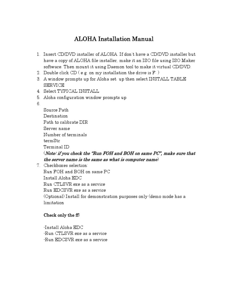 ALOHA Installation Manual | PDF | Booting | Areas Of Computer Science