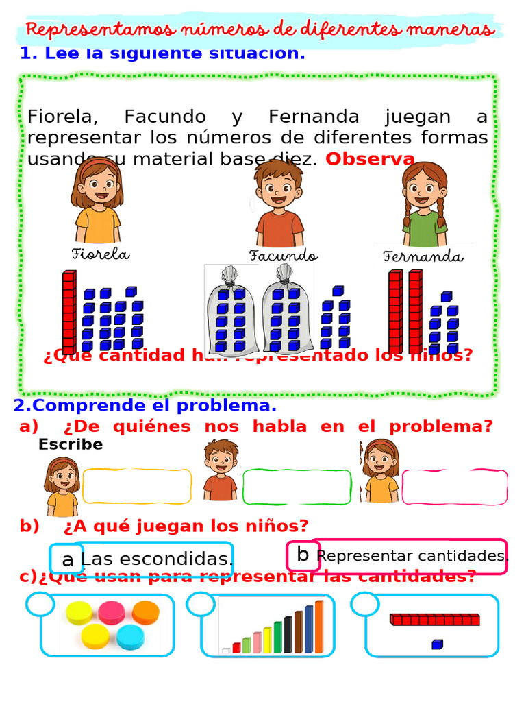 Dia 4-Mat-Ficha Representamos Nùmeros de Diferentes Maneras Hasta 29 | PDF