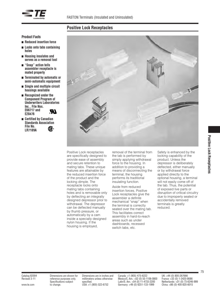 Positive Lock Receptacles Overview | PDF | Manufactured Goods