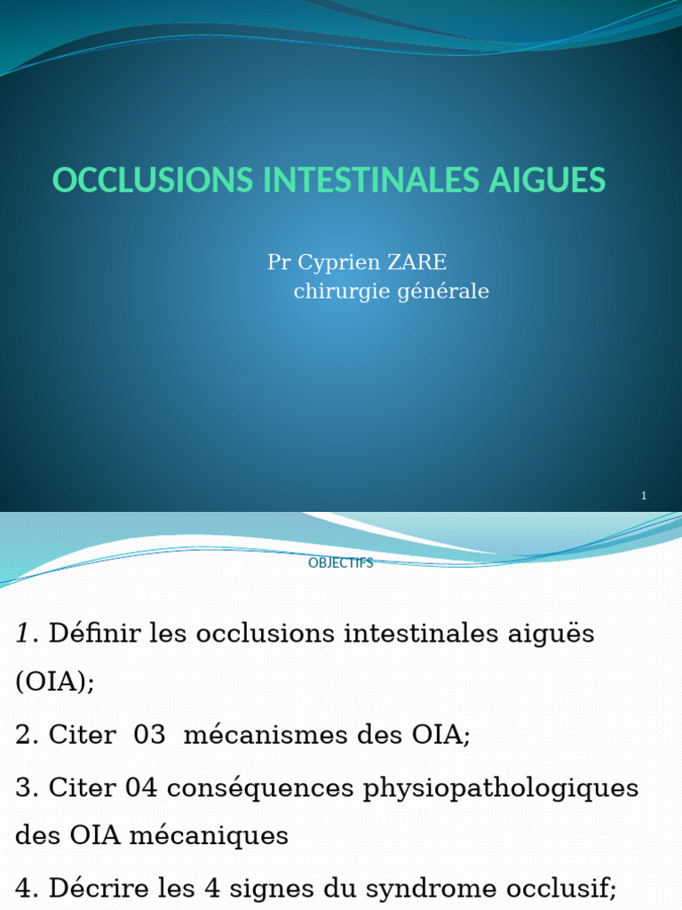 Occlusions Intestinales Aiguës : Diagnostic et Mécanismes | PDF ...