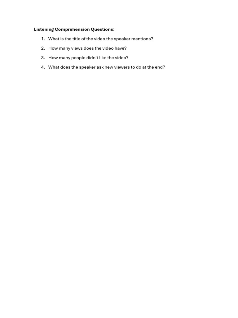 Listening Comprehension Questions | PDF