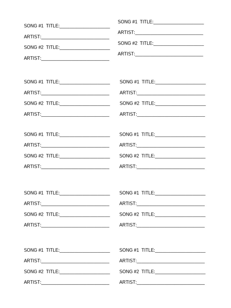 Song Request Sheet | PDF