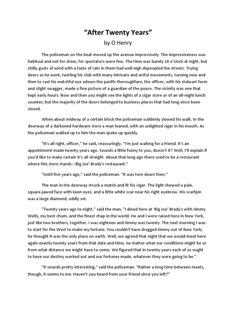 After Twenty Years - O. Henry | PDF | Leisure